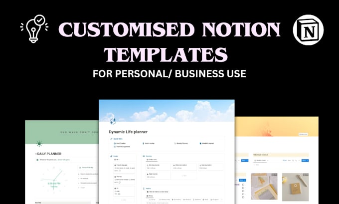 Design customised notion template that fits all your needs by Notionwithkomal | Fiverr
