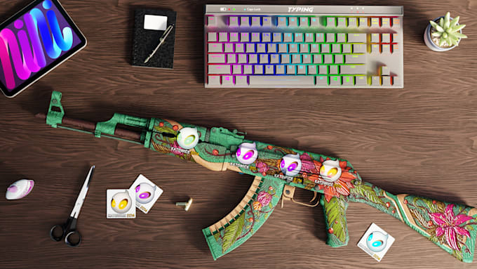 Do cs go skin render in blender artwork by Der_noobie | Fiverr