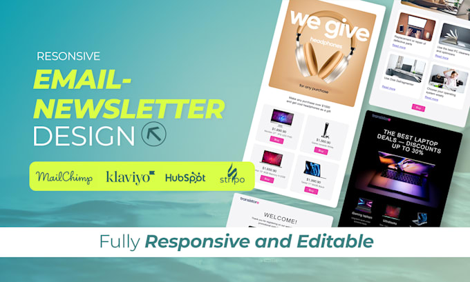 Make visually appealing and responsive email newsletter design for your ...