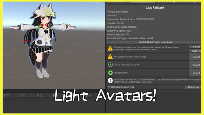 Make quest or fallback supports to your vrchat avatars by Ksky_2768 | Fiverr