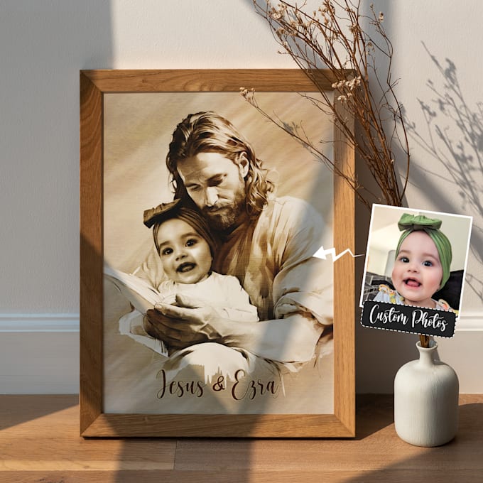 Make portrait child and jesus, pencil sketch art god and child by Thai ...