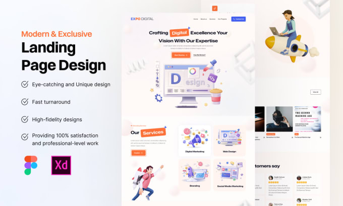 Design modern landing page, homepage, website ui ux in figma by Elisha ...