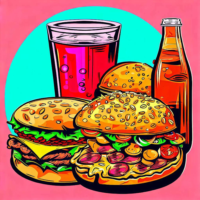 Design food pop art of your food by Floriaida | Fiverr