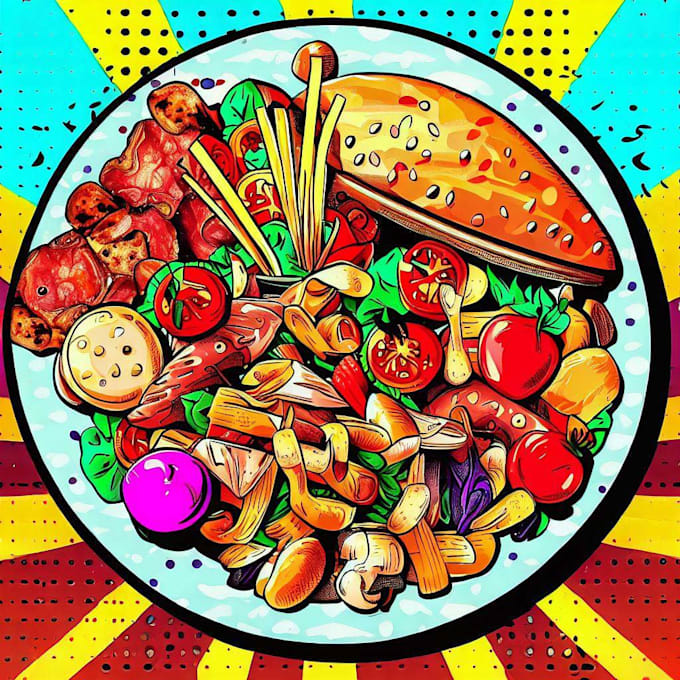 Food pop art of your food by Elizelombard45 | Fiverr
