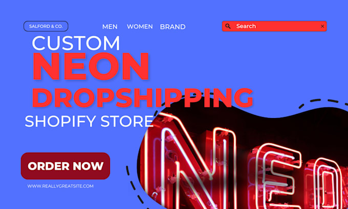Design neon sign shopify store led signage neon dropshipping store ...