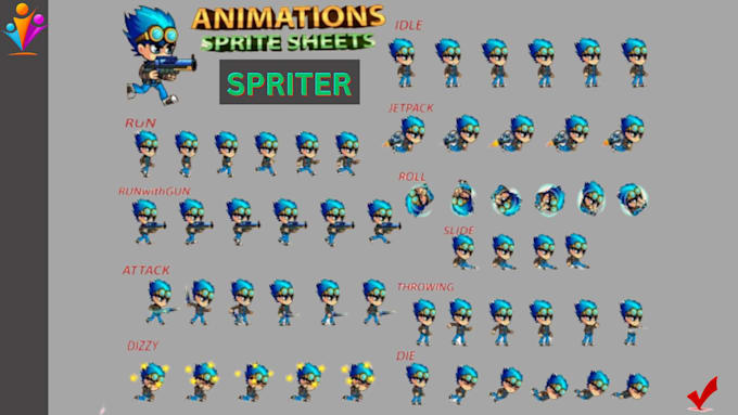 Do sprite sheet, game asset, animation character for your game in pixel ...