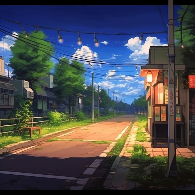 Draw anime background style, visual novel, environment 2d art by ...