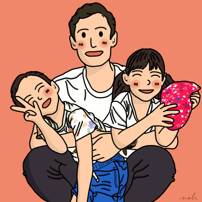Painting of family, friends, couple, children illustration by ...