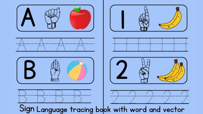 Create sign language alphabet, numbers,word tracing book by Akkhan1123 ...
