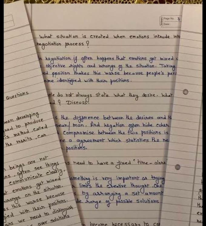 Do handwriting assignments, notes and letters by Nirmalmemon | Fiverr