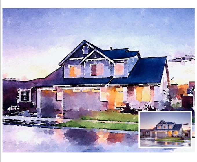 Draw watercolour illustration of house or building by Florencesanglit ...