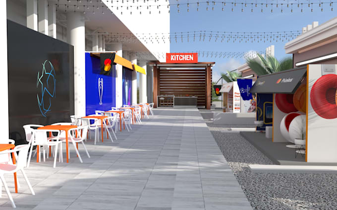 3d event floor plan, exhibition, stage and trade booth design with 1 ...