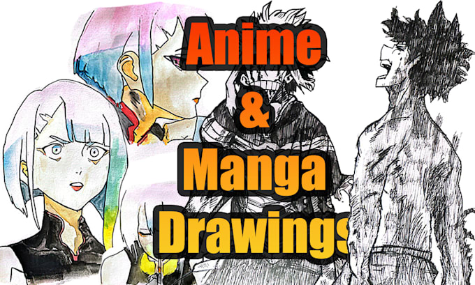 Draw a manga or anime inspired pen drawing by Ohdesigns | Fiverr