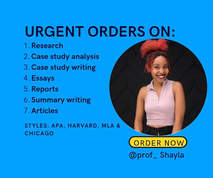 Do quality case studies, research, and summaries by Prof_shayla | Fiverr