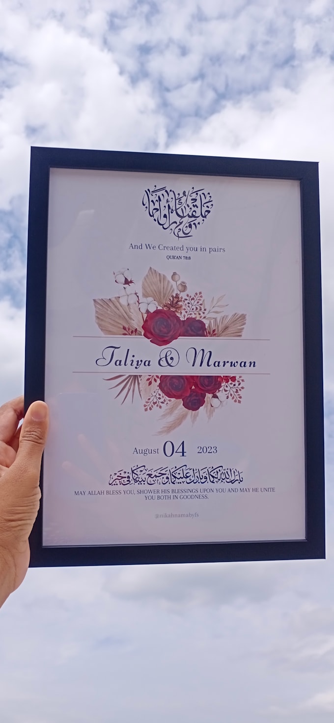 Design nikah frame for you by Nikahnamabyfs | Fiverr