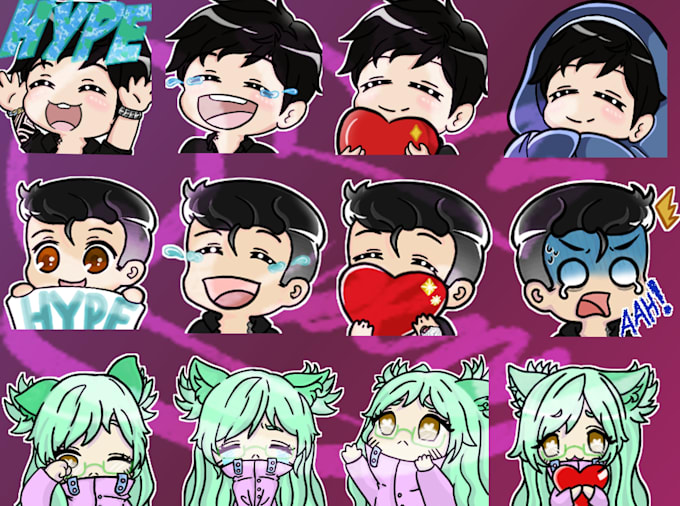 Create stylized custom emotes by Vikingqueeny | Fiverr
