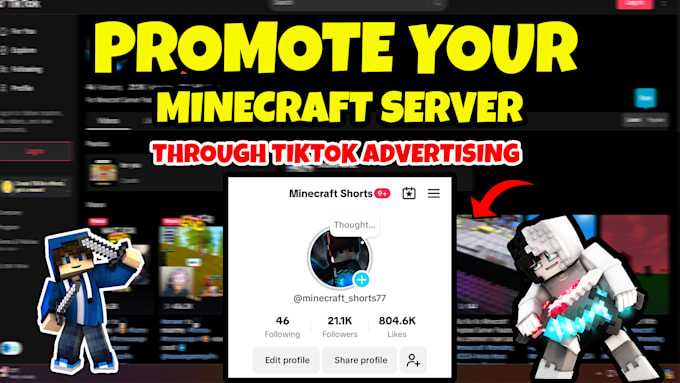 Promote your minecraft server through tiktok advertising by Azanmemon44 ...