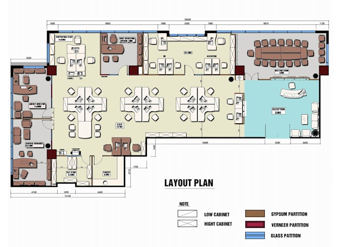 Design 2d floor plan for office and workspace by Bemoka | Fiverr