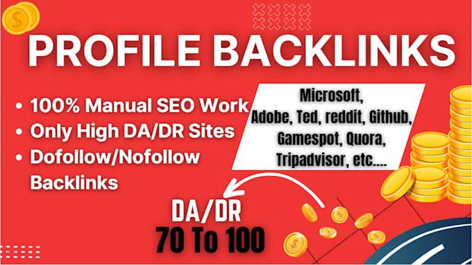 Build 100 manual high da profile backlinks by Mrmonkeyseo | Fiverr