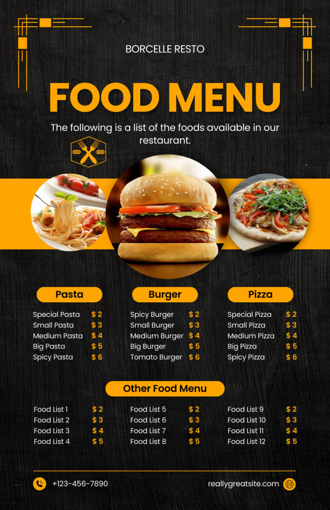 Make unique food menu,restaurant flyer,rate list,food flyer by ...