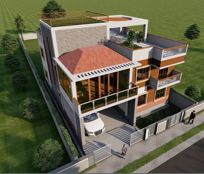 Do architectural floor plan section elevation in autocad drawing