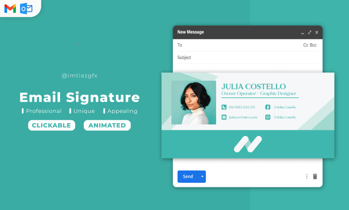 Create an animated clickable html email signature for professional branding by Imtiazgfx | Fiverr