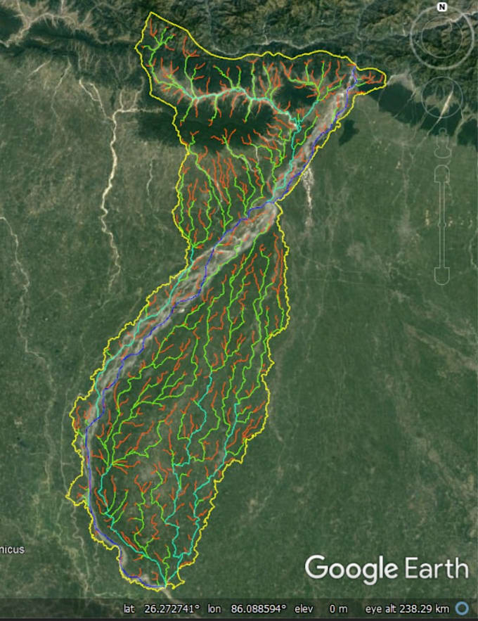Do the drainage density and stream frequency mapping of the watershed ...