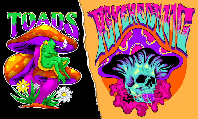 Design streetwear trippy psychedelic cartoon t shirt merch by ...