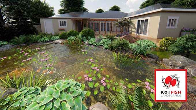 Design your backyard waterscape with planting plan by Dp3d84 | Fiverr