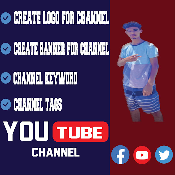 Create setup youtube channel with logo, banner, and outer by ...