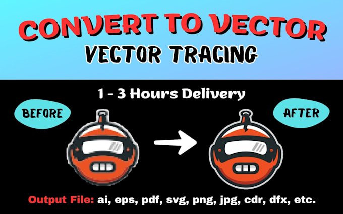 Convert your images in svg, jpg, png, psd format to vector