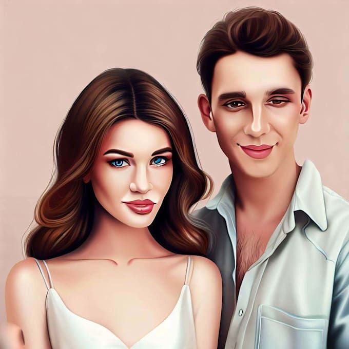 Create a realistic couple portrait illustration for you by Ranga_jrkmng ...