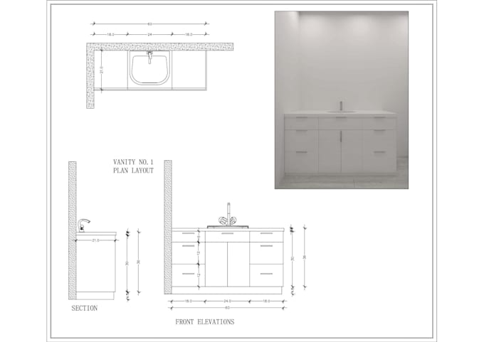 Design your bath,vanity cabinets in cad by Sajid_hussain85 | Fiverr