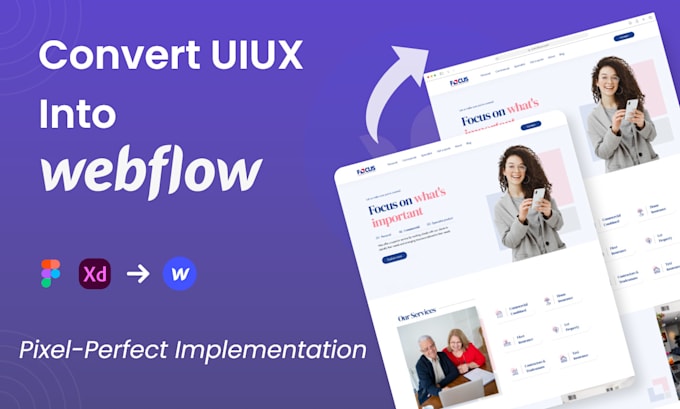 Convert figma to webflow website design pixel perfect by Nayanagraphics | Fiverr