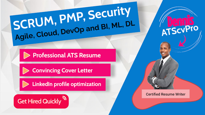 Craft your scrum, agile, pmp and bi, ml, dl ats resume by Dennisatscvpro | Fiverr