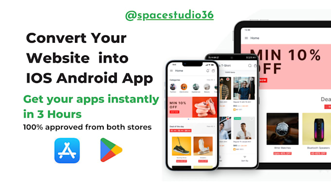 Convert website to android and ios mobile app webview by Spacestudio36 | Fiverr