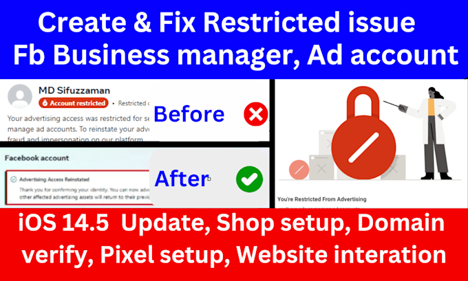 Fix issue or create facebook business manager and ad account by Miraj2023 | Fiverr