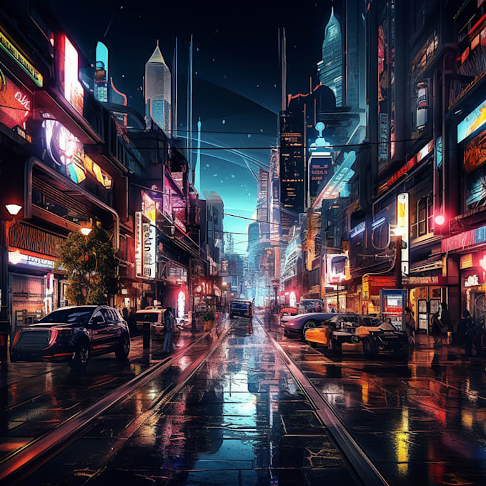 Draw an animated render of a cyberpunk city by Ullamuti | Fiverr