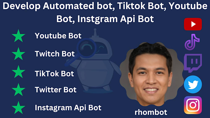 Develop live stream bot tiktok bot youtube bot instagram bot by Rhombot ... Develop live stream bot tiktok bot youtube bot instagram bot by Rhombot ...