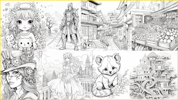 Make you charming custom or random large scale coloring page by ...