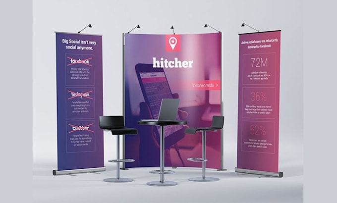 Design captivating trade show booth, backdrop exhibition, roll up, pull ...