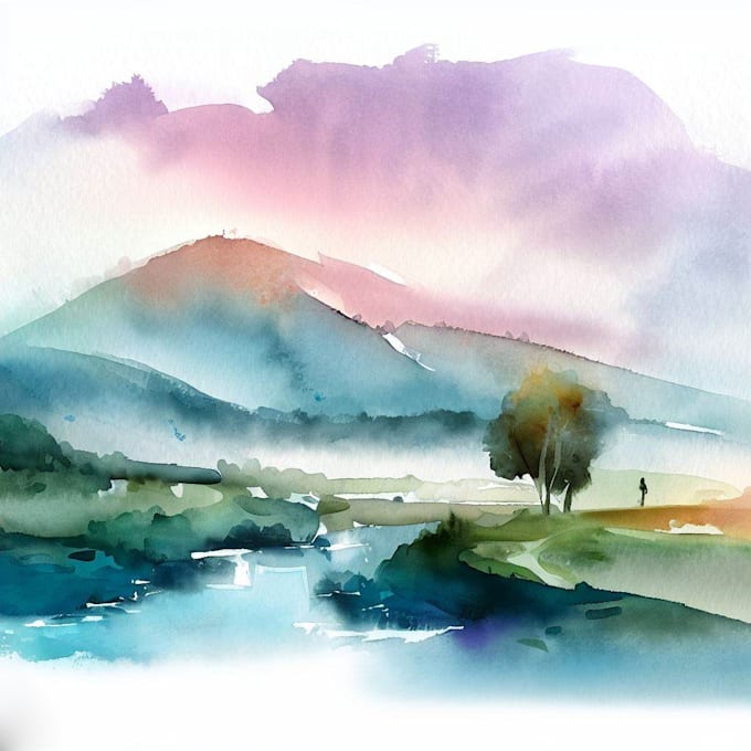 Draw a watercolor landscape illustration by Flaneod34 | Fiverr