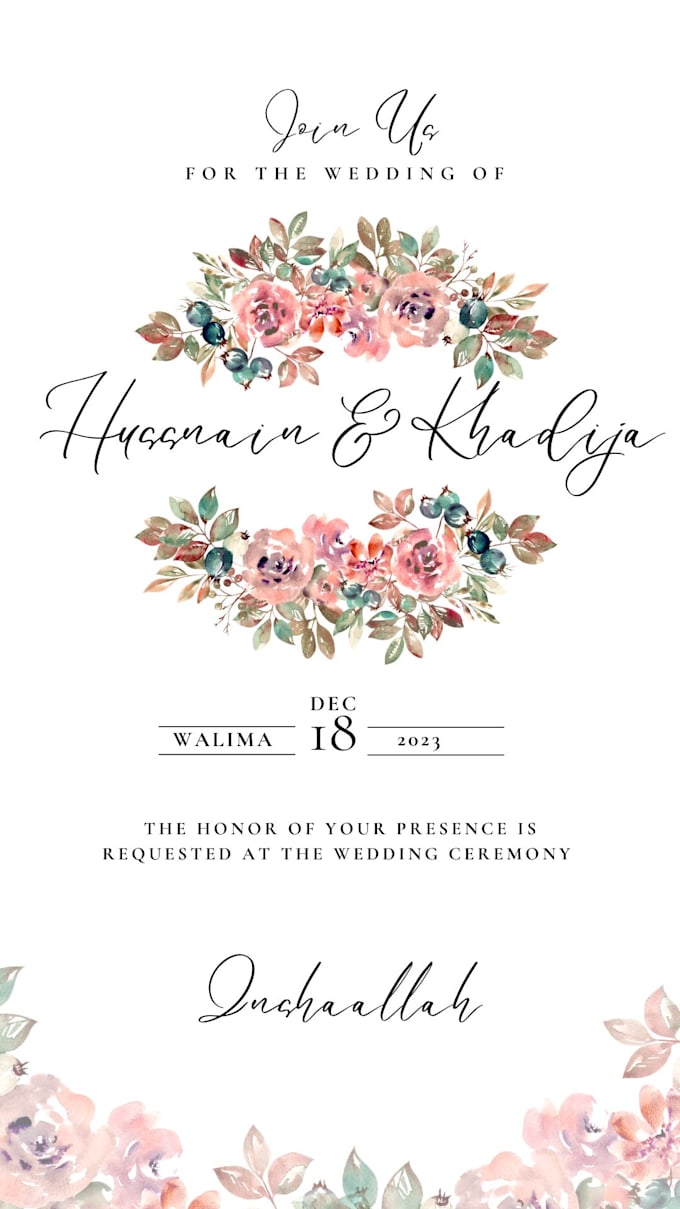 Create animation wedding invitation card by Aroofamehfooz | Fiverr