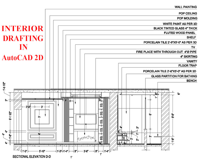 Do detailed interior drafting for floor plan in autocad 2d by Mhdfayaz71 | Fiverr