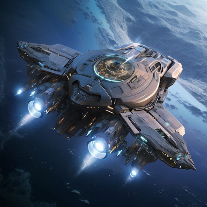 Draw sci fi, spaceship, concept art illustration by Ponirmuka | Fiverr