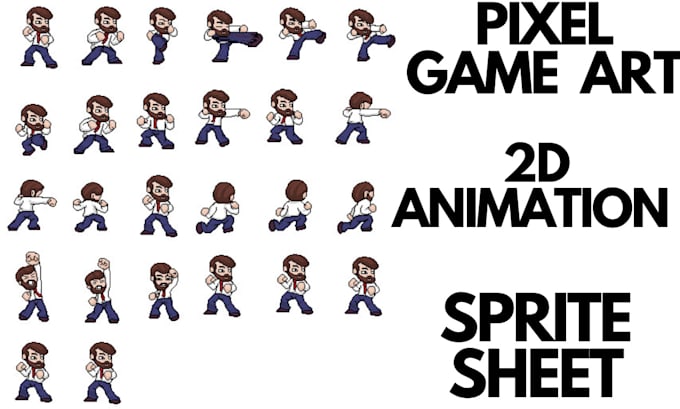 Create pixel game art, sprite sheet animation, 2d pixel game character ...