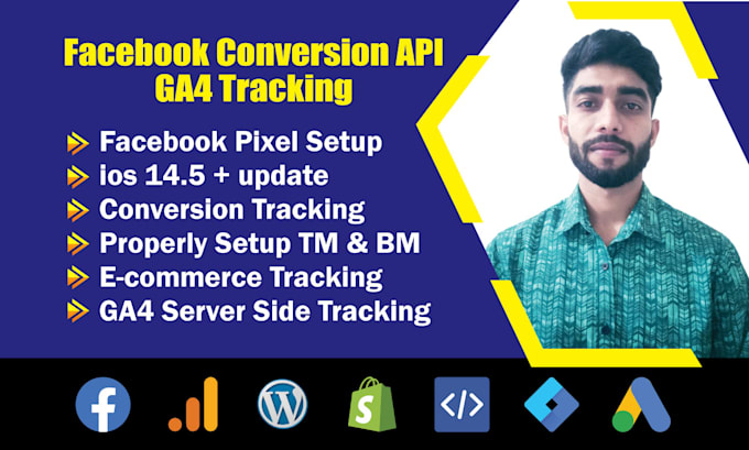 Setup facebook pixel conversion api web analytics and google analytic 4 tracking by Mustak_it ...
