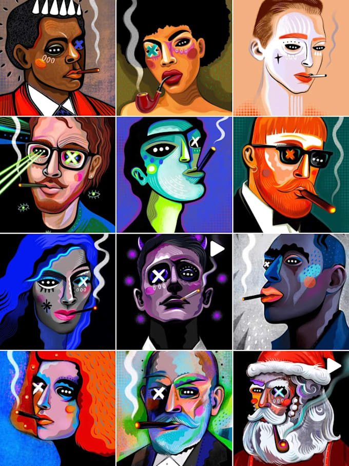 Create portrait digital pop art faces colorful by Dariakust0 | Fiverr