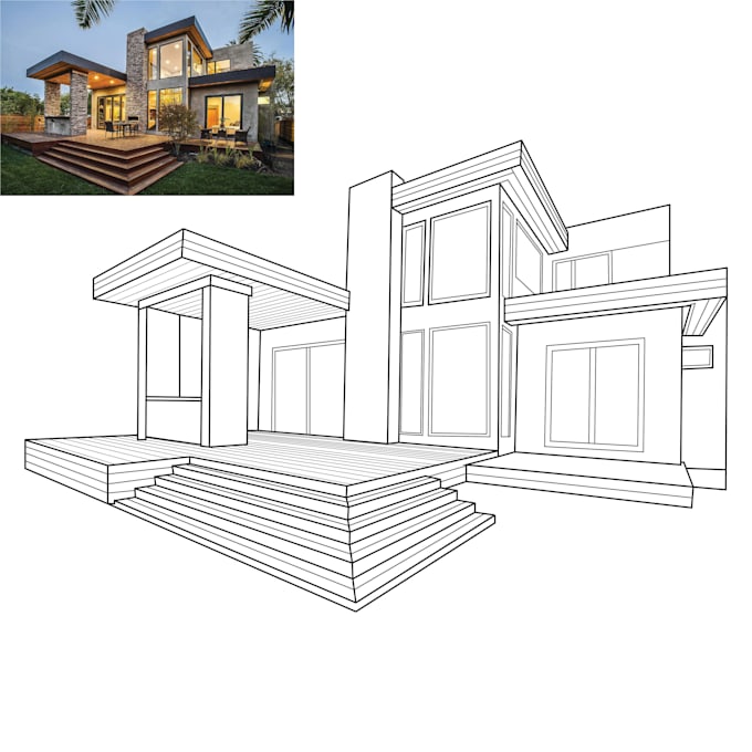 Create line art sketch of your buildings and house line art in 24 hours ...