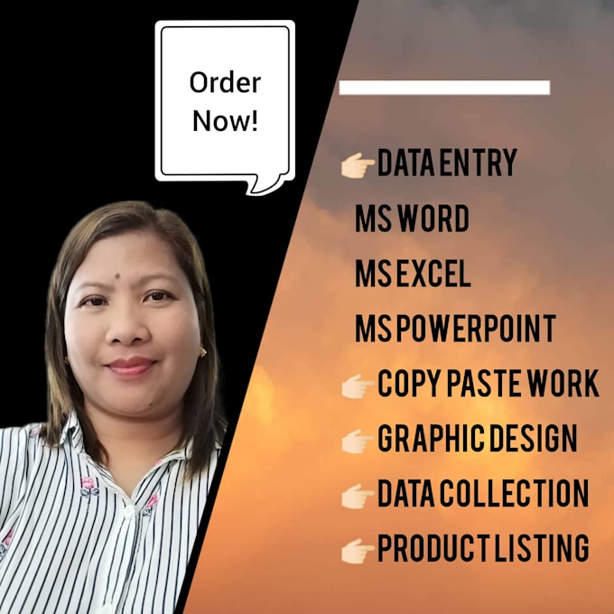 Do data entry, copy paste, ms word, ms excel, product listing and ...